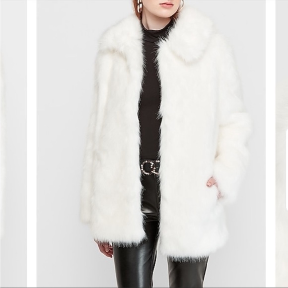 Express | Jackets & Coats | New Express Faux Fur White Coat | Poshmark
